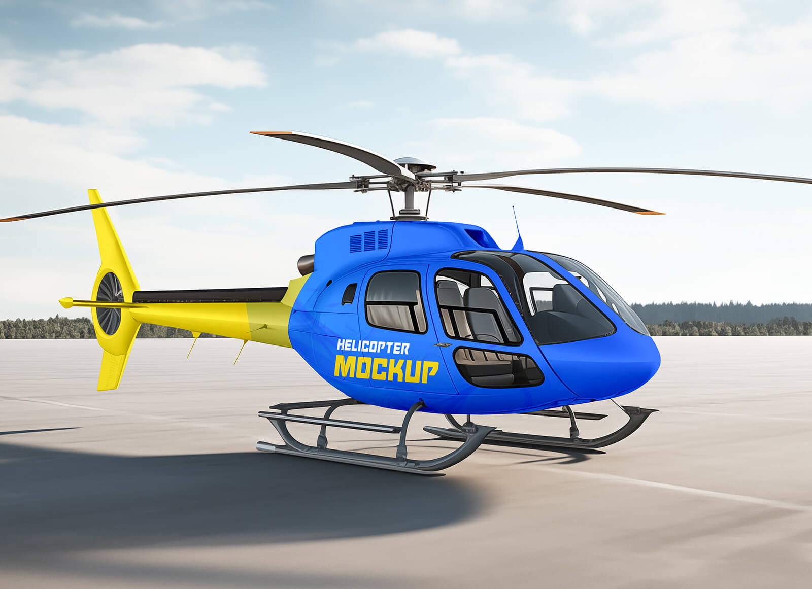 Free Aerial Advertising Helicopter Branding Mockup PSD - Good Mockups