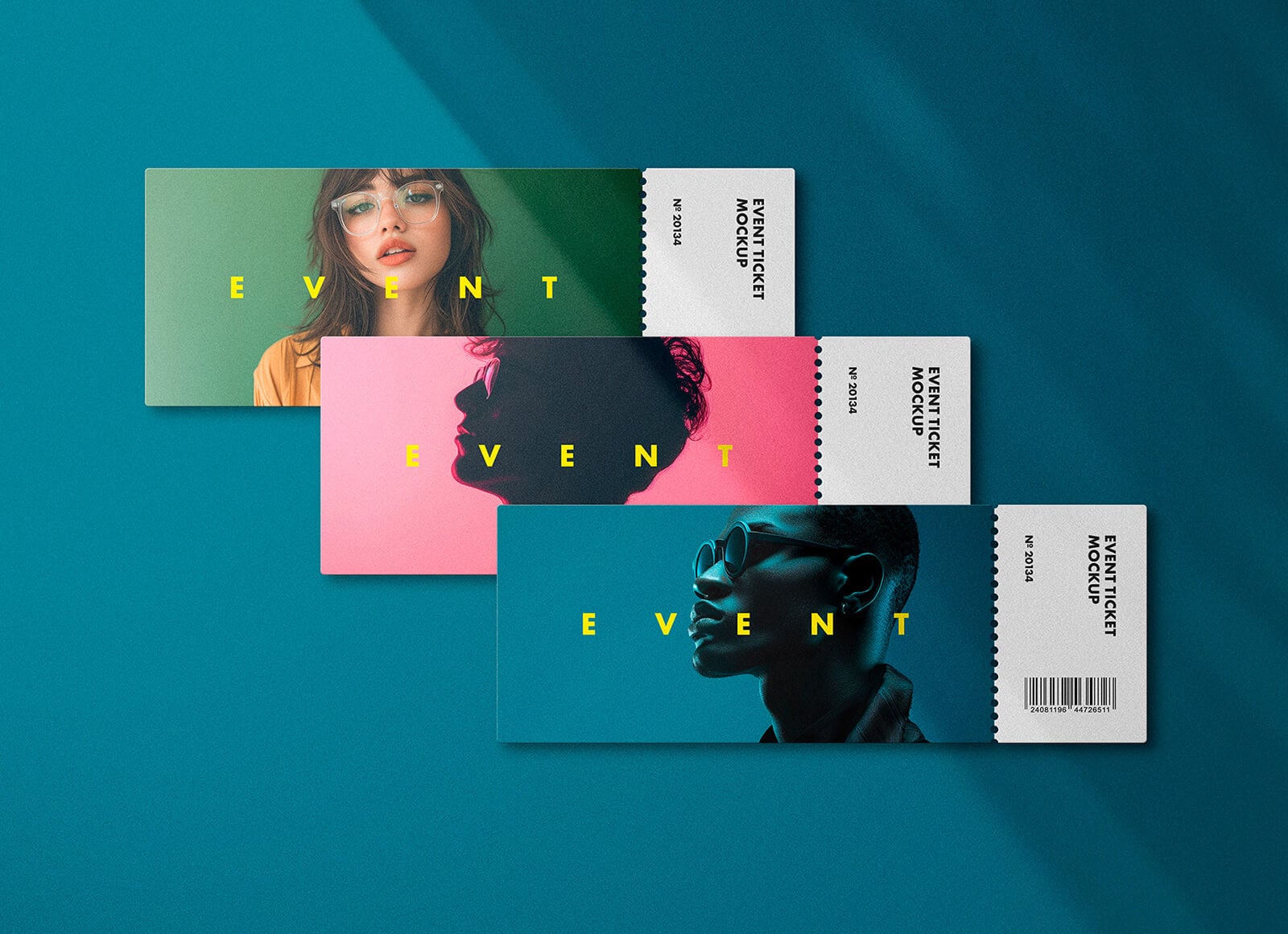 Free Shadow Overlay Event Ticket Mockup PSD - Good Mockups