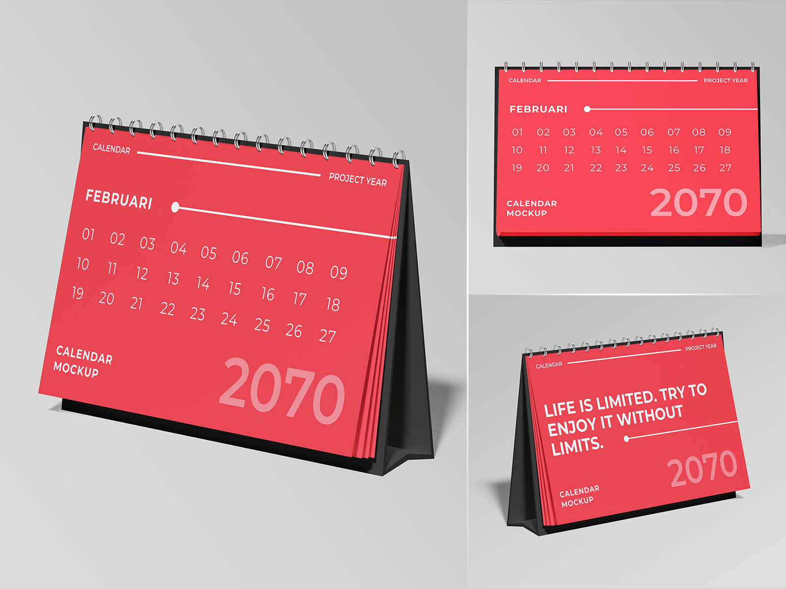 3 Free Desk Calendar 2026 Mockup PSD Set - Good Mockups