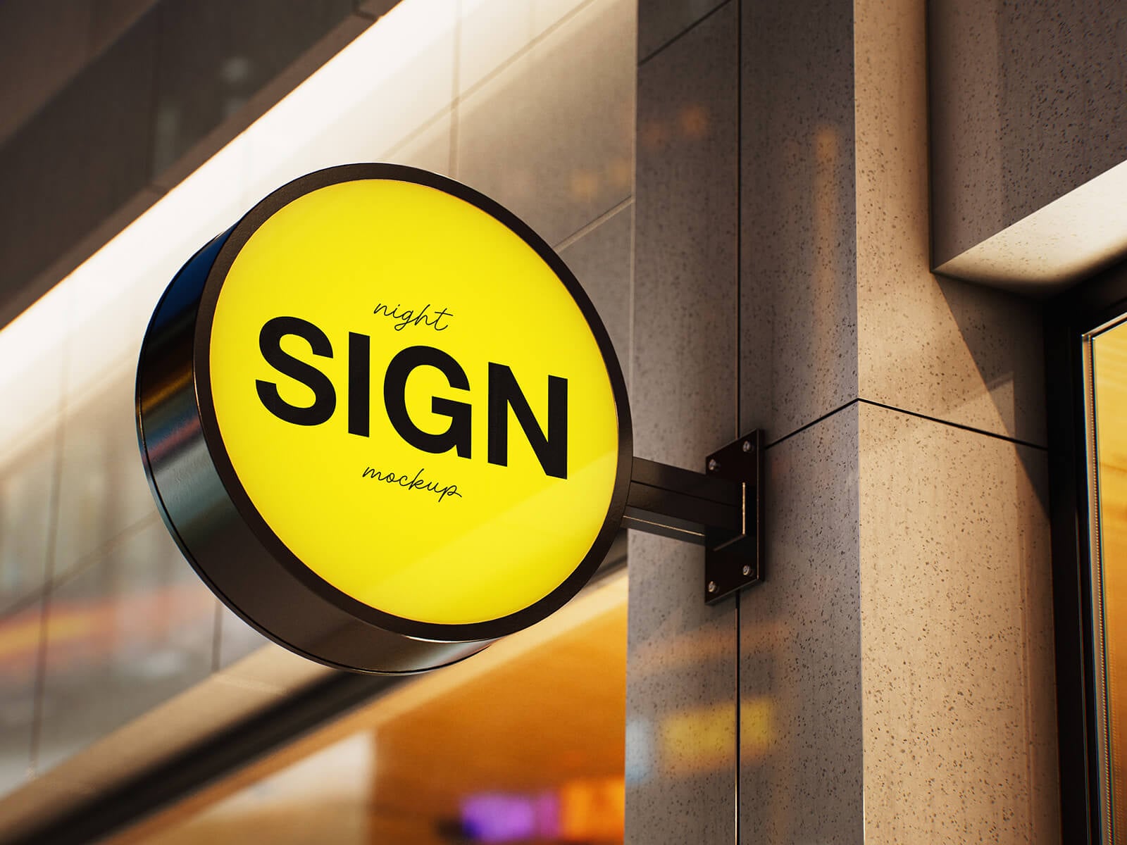 3 Free LED Light Box Projecting Round Sign Mockup PSD Set - Good Mockups