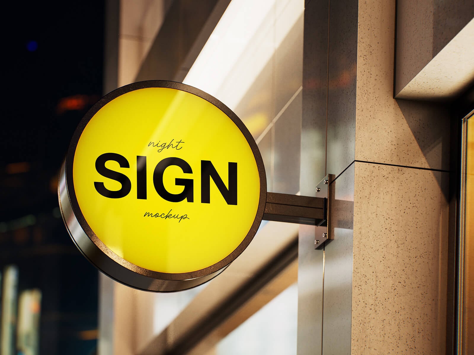 3 Free LED Light Box Projecting Round Sign Mockup PSD Set - Good Mockups