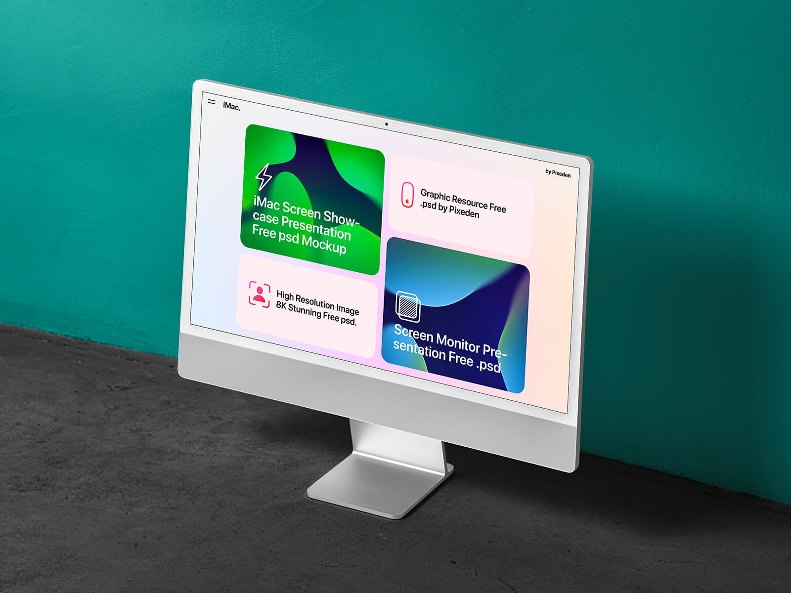 Free iMac Screen Showcase Presentation Mockup PSD - Good Mockups