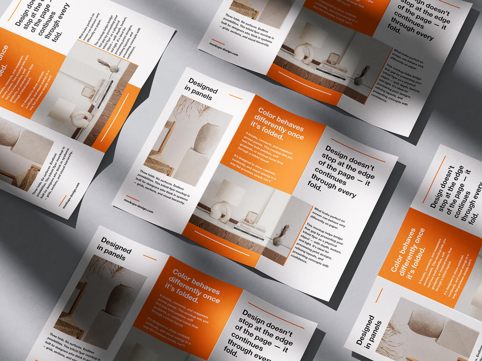 4 Free Ultra-Realistic Tri-Fold Brochure Mockups with Organic Shadows ...