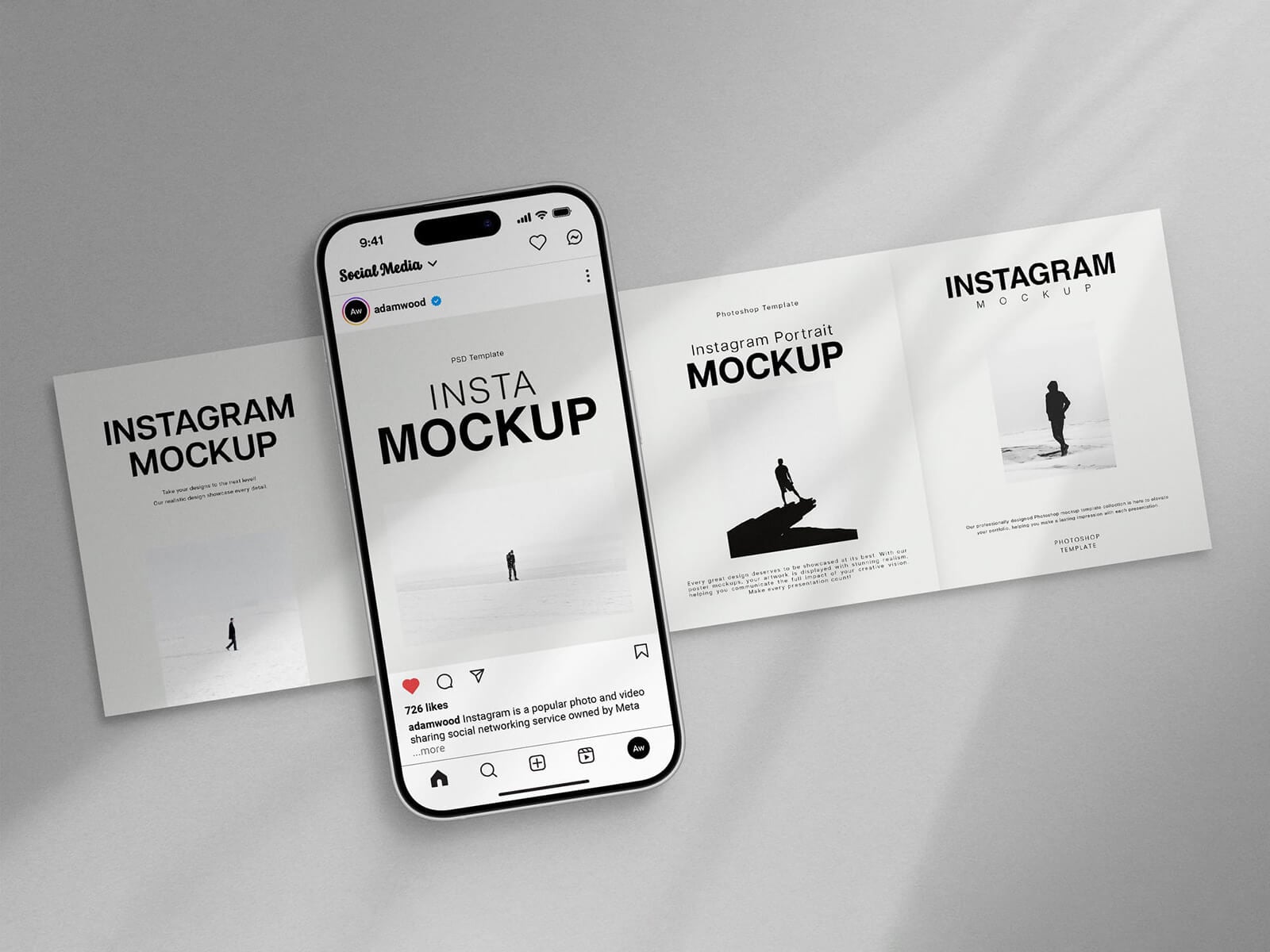 Free Minimalist Presentation Carousel Instagram Mockup PSD - Good Mockups