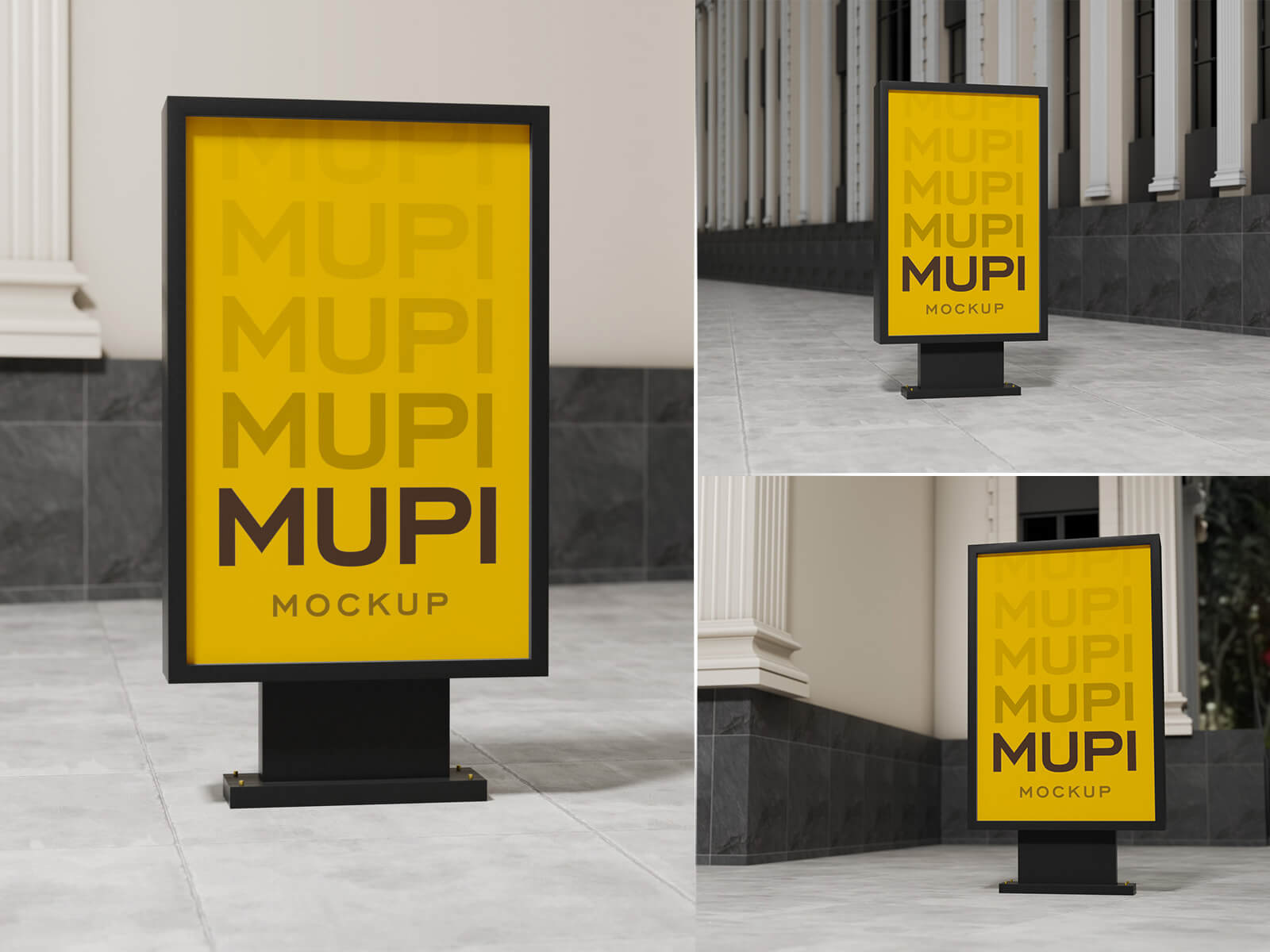 3 Free Near Theater 2:3 Mupi Poster Mockup PSD Files Set - Good Mockups