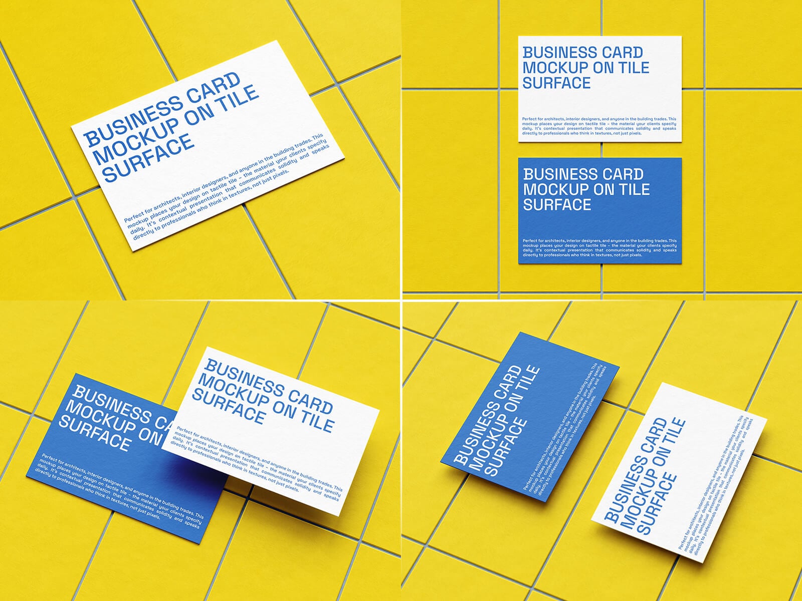 5 Free Tiled Surface Business Card Mockup PSD Set - Good Mockups