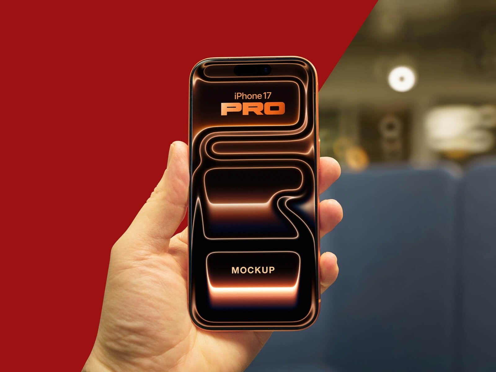 Free Hand Holding iPhone 17 Pro Mockup PSD - Good Mockups