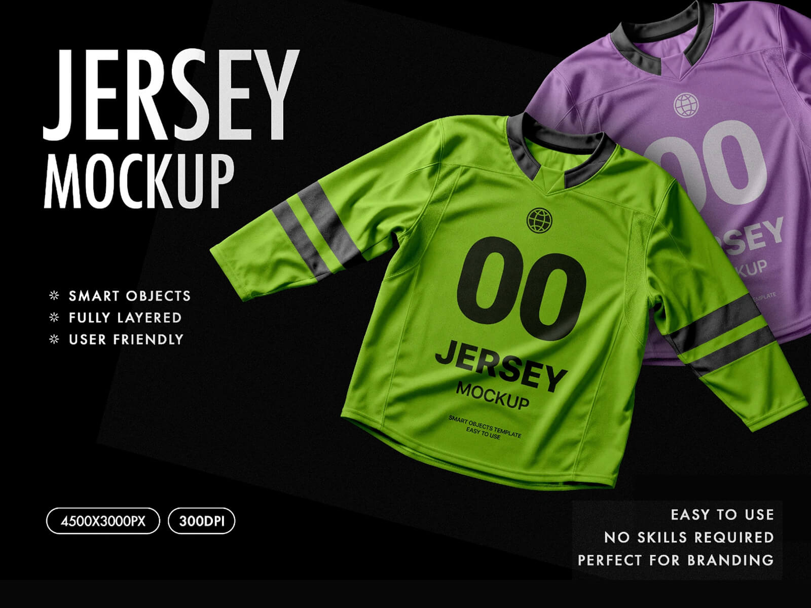 Free Ice Hockey Long-Sleeves Jersey Mockup PSD - Good Mockups