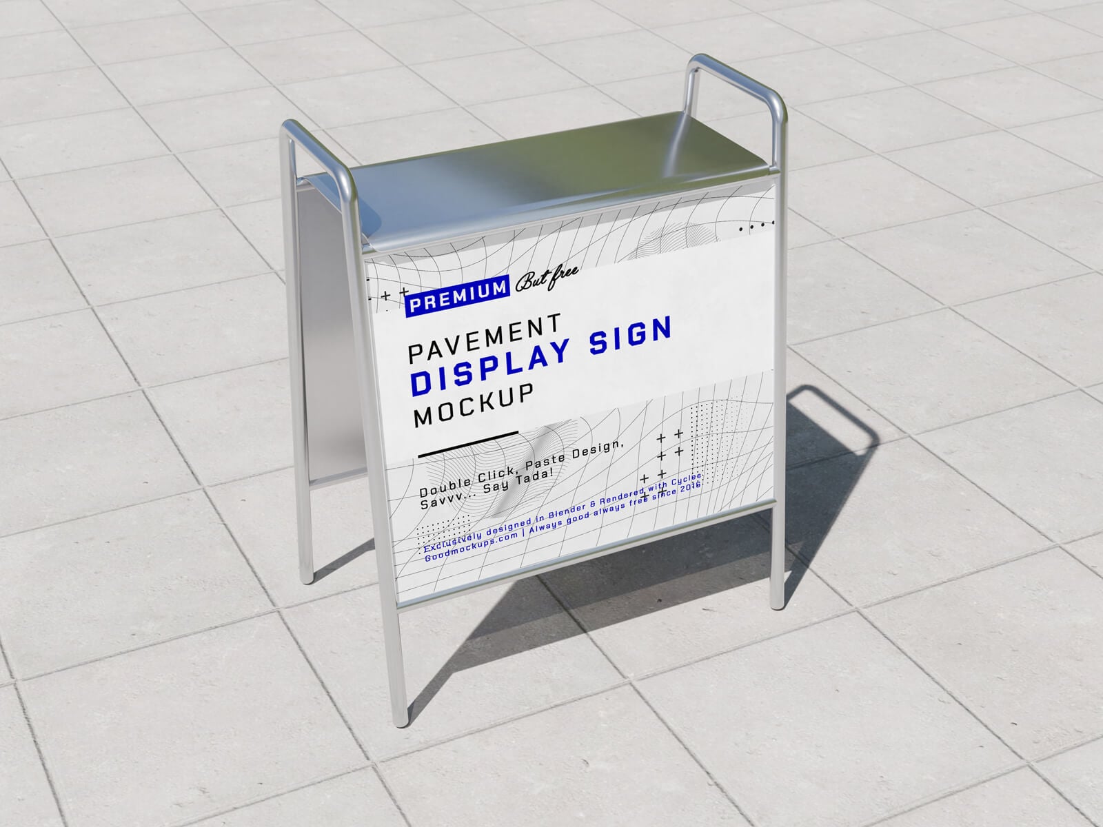 Free Pavement Top Shelf Metal Display Sign Stand Mockup PSD Set - Good ...