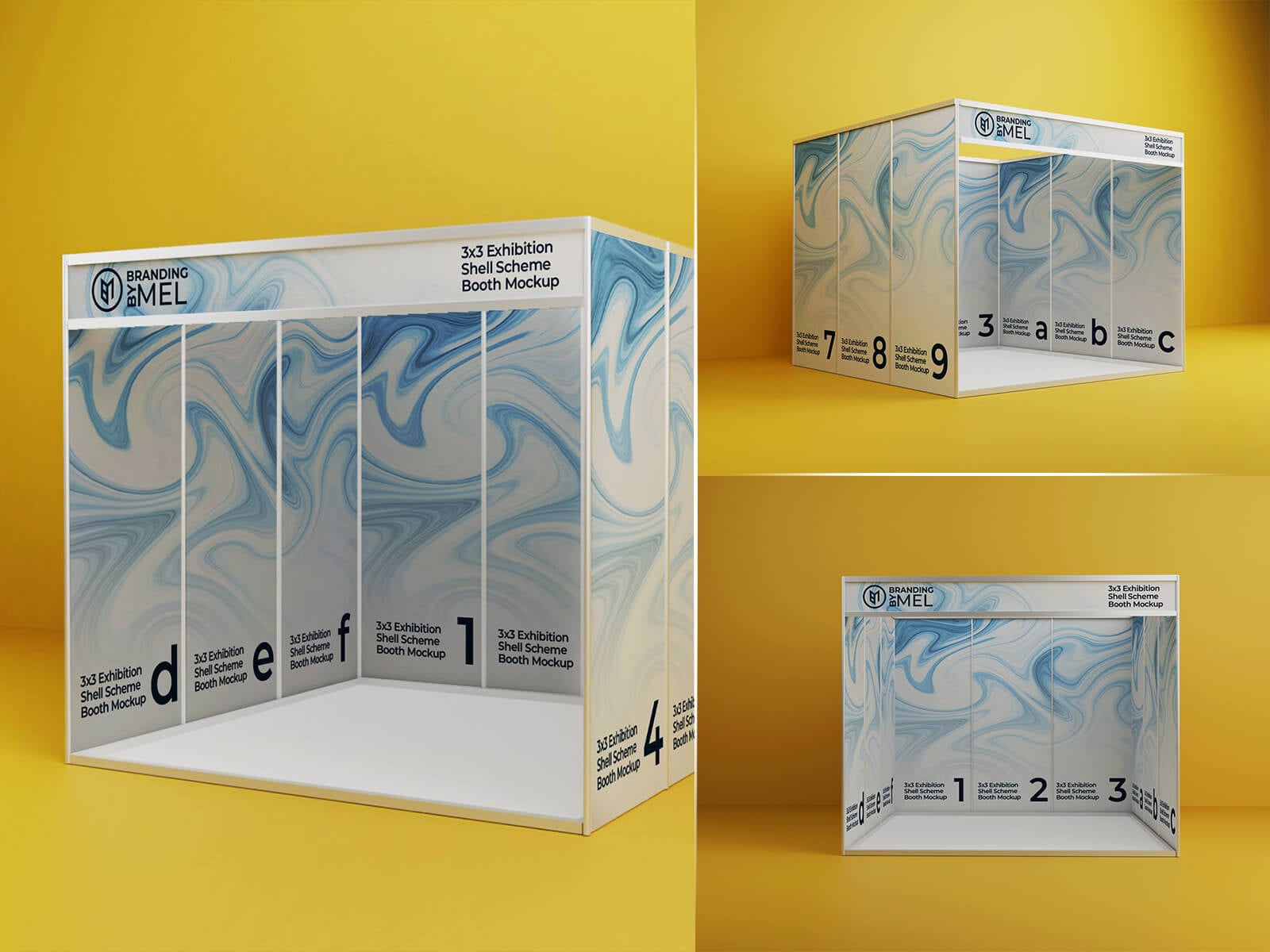 Free 3x3m Modular Exhibition Stand Shell Mockup PSD - Good Mockups